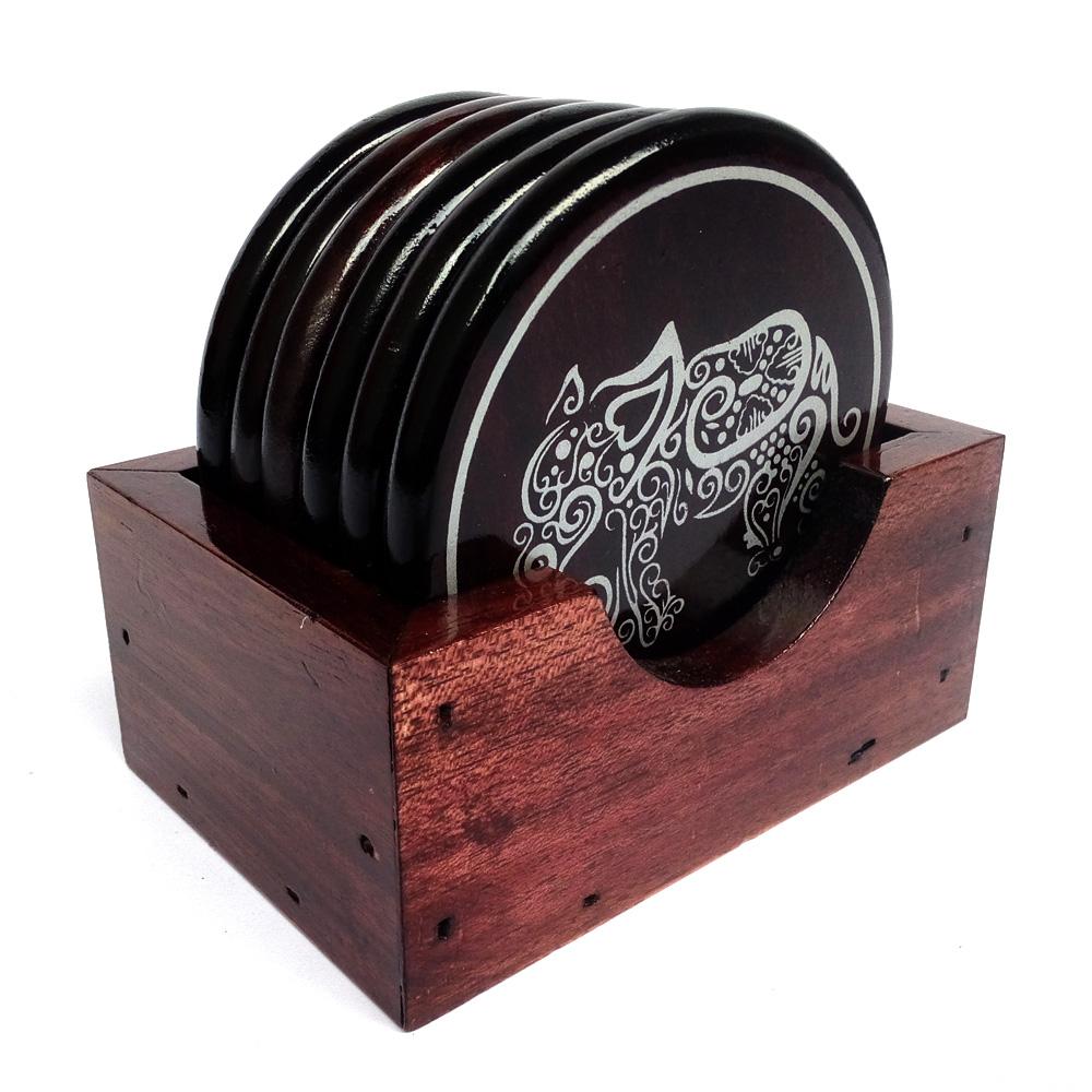 Jual Coaster Gelas | Tatakan Gelas Kayu Mahoni Bulat - 6 pcs | Shopee ...