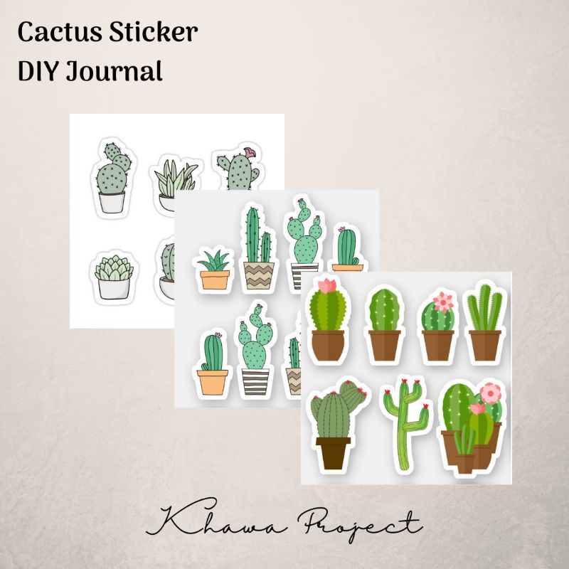 Jual Sticker Cactus stiker Kaktus aesthetic scrapbook jurnal bujo ...