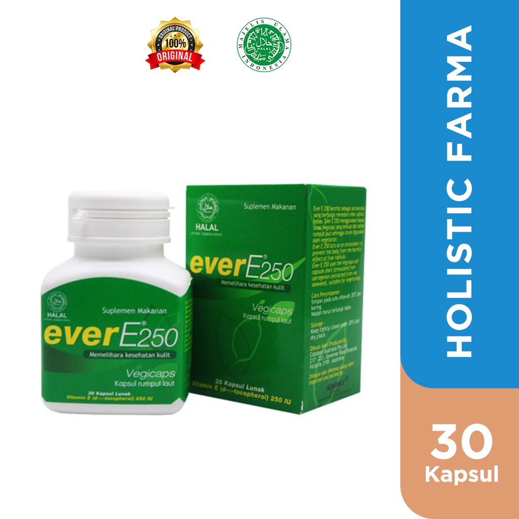 Jual Ever E 250 Vitamin E Botol Isi 30 kapsul untuk kulit dan kesuburan ...