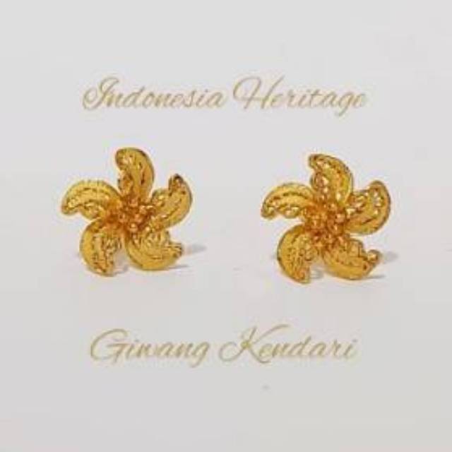 Jual giwang emas asli kendari bunga indonesia heritage anting etnik ...