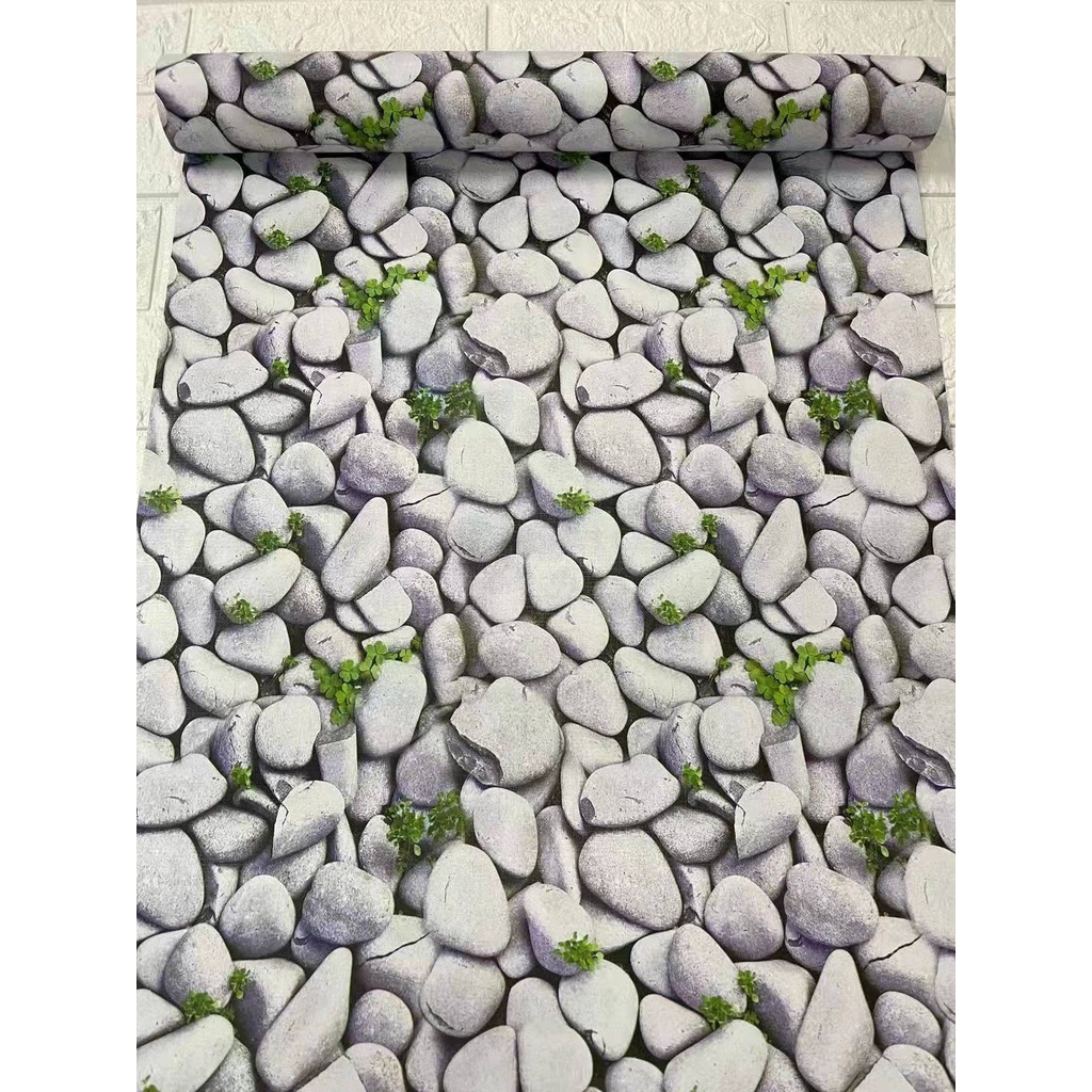 Jual Wallpaper Dinding ukuran 45cm x 10M Motif BATU PUALAM PUTIH NATURE ...