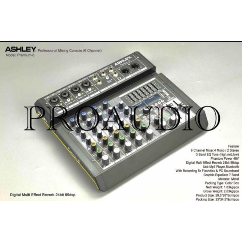 Jual MIXER AUDIO ASHLEY 6 CHANNEL PREMIUM 6 PREMIUM6 ORIGINAL | Shopee Indonesia