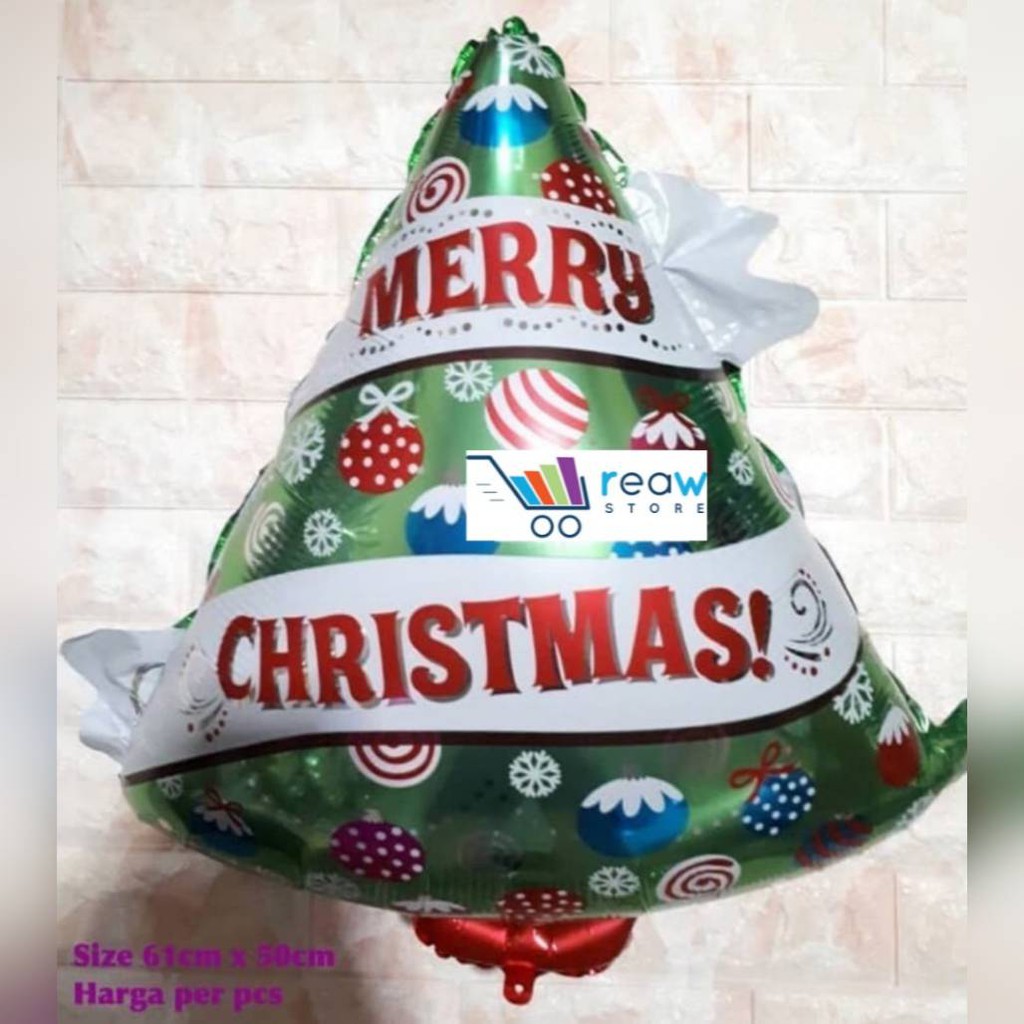 Jual Balon Foil Pohon Natal Tulisan Merry Christmas | Shopee Indonesia