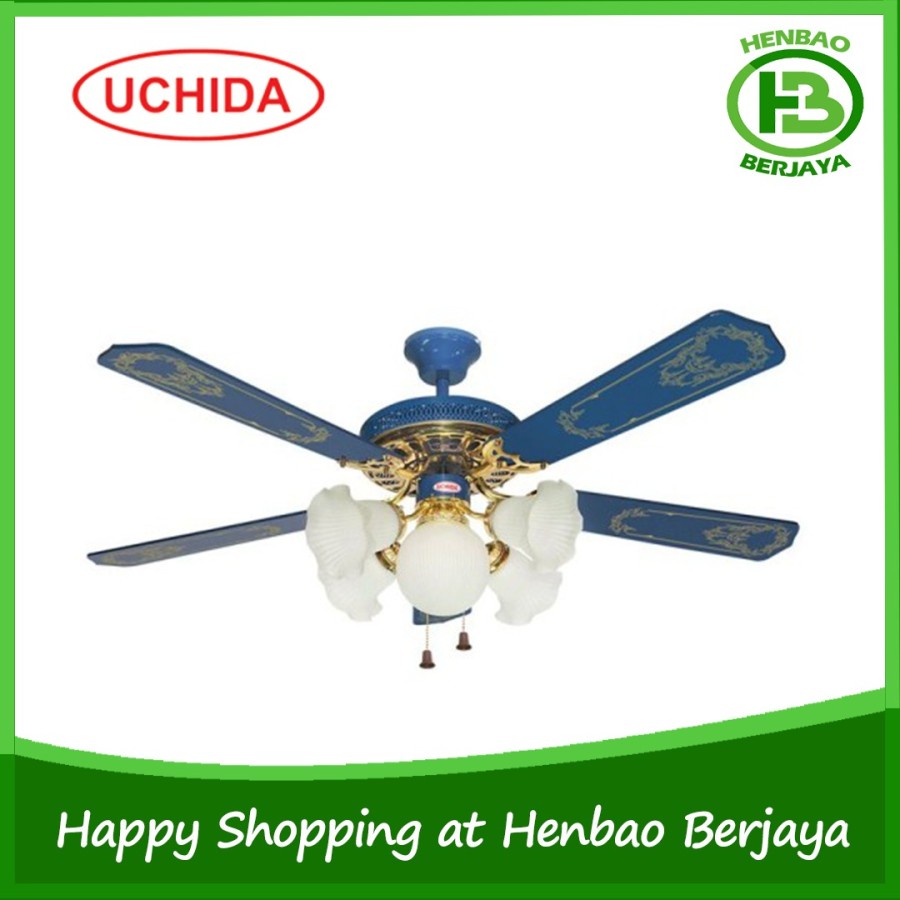 Jual Uchida Ceiling Fan 52 inch Biru 5 Lampu CF114 Kipas Angin Plafon ...