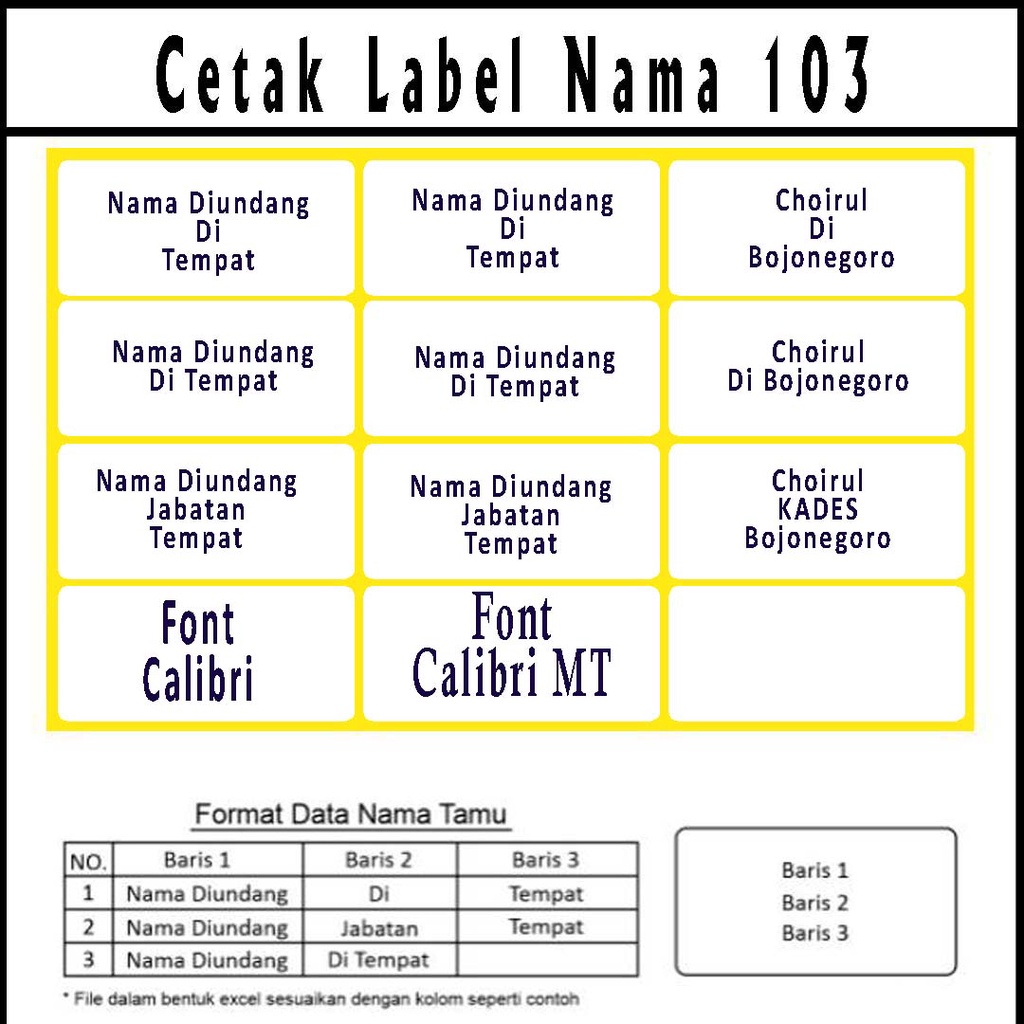 Jual Cetak / Print sticker Label Nama Undangan / Label 103 Indonesia ...