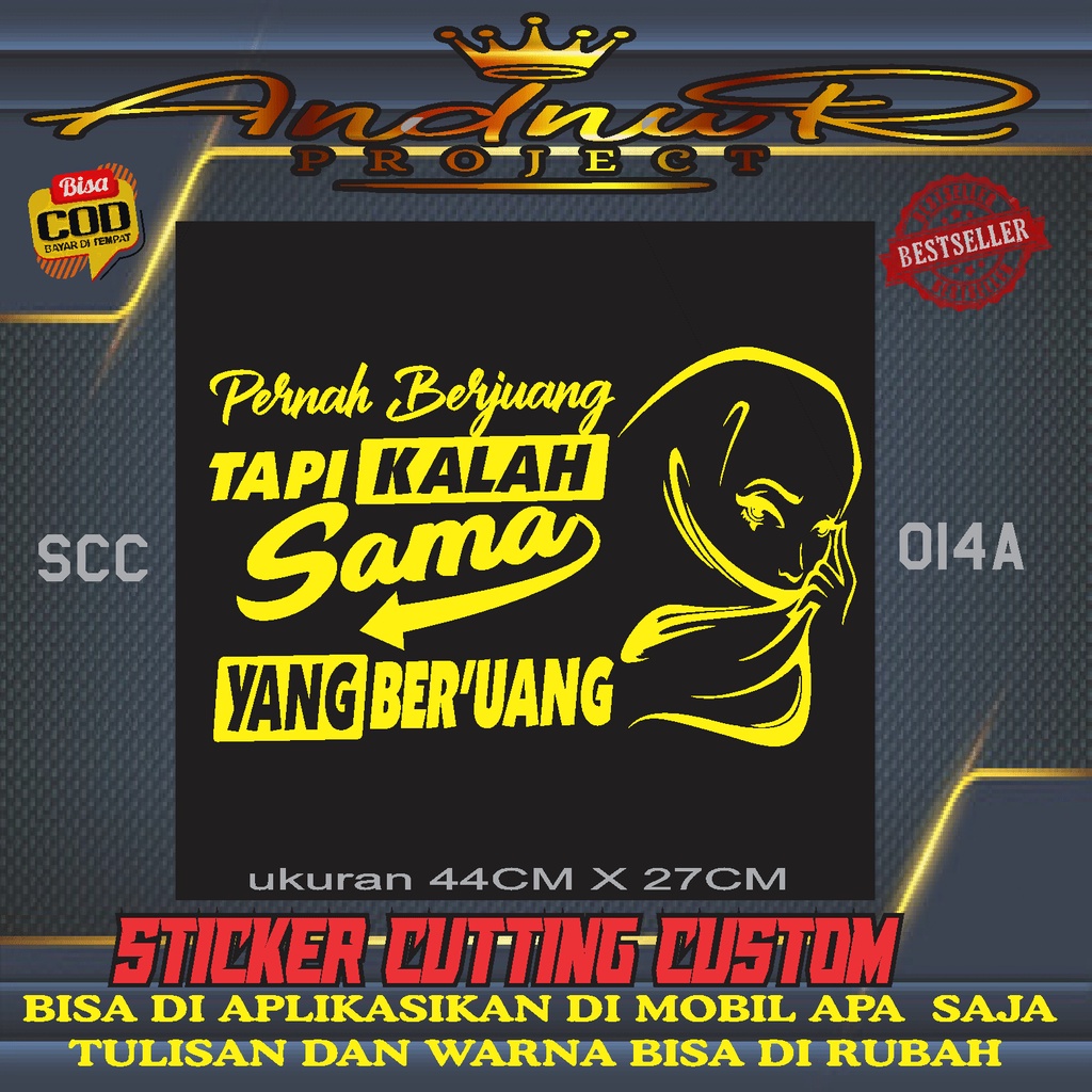 Jual STICKER CUTTING CUSROM KATA0KATA BISA DI TARUH DI MANA AJA UKURAN ...