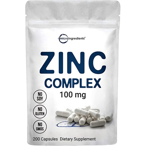 Jual Zinc Complex Capsules, 4 in 1 Elemental Zinc Formula with Vitamin C, 100mg, 200 Capsules ...