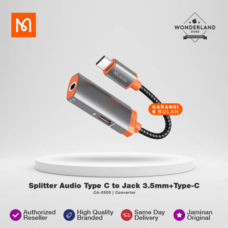 Jual Mcdodo Splitter Audio Converter Type C to Jack 3.5mm + Type-C 60W ...