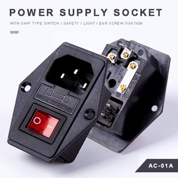 Jual AC-01A Socket AC 3in1 Saklar Lampu Fuse Holder Power Supply Cord Terminal Outlet Rocker ...