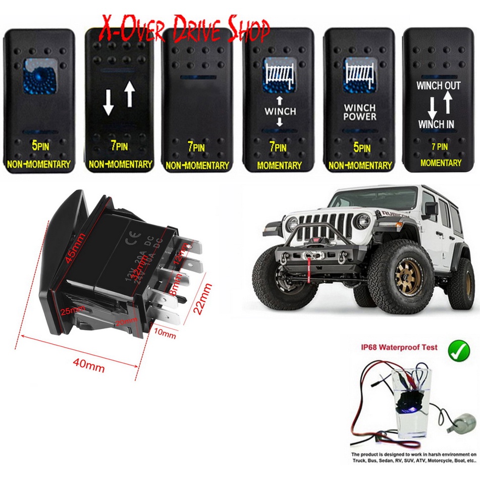 Jual ARB Rocker switch 7PIN Winch (ON)-OFF-(ON) Momentary dan Winch ...