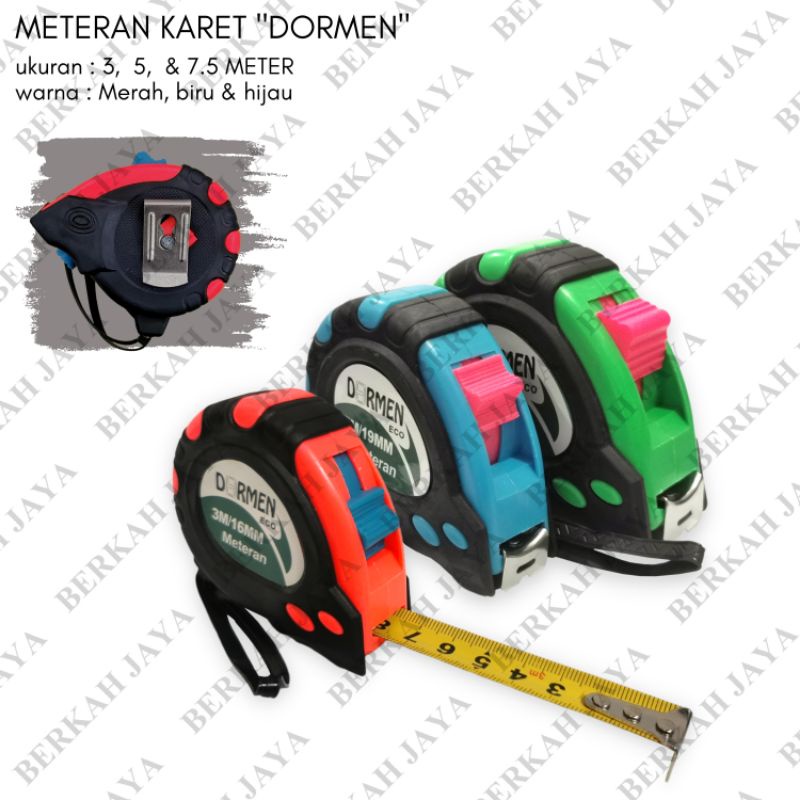 Jual Meteran Karet DORMEN Roll / Meteran Tukang Karet Fiber / Measuring Tape 3, 5, Dan 7.5 Meter ...