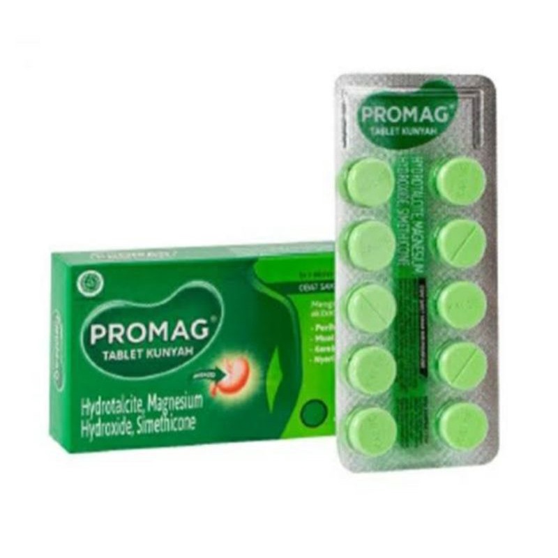 Jual promag tablet kunyah [ obat sakit maag dan kembung ] 1 box isi 3 blister 10 tablet kunyah ...