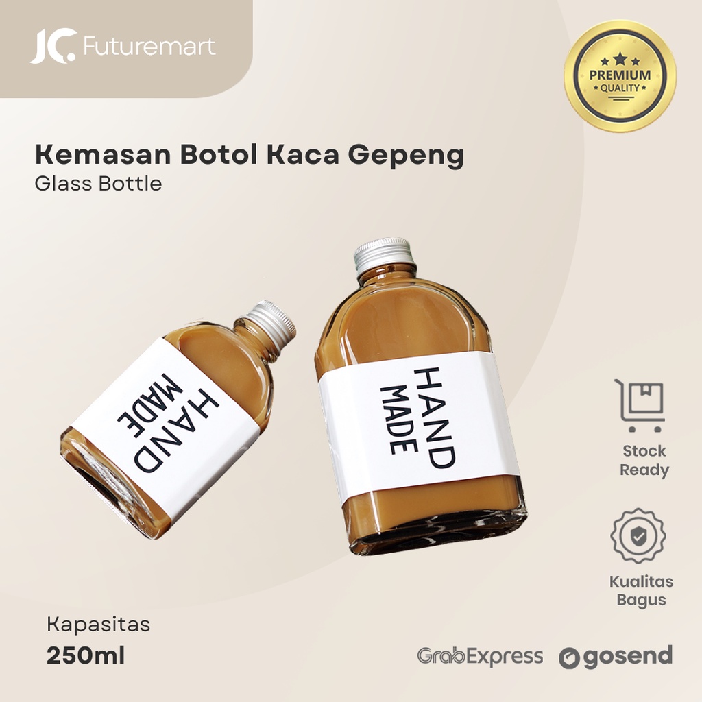 Jual BOTOL KACA GEPENG 250ML TUTUP ALUMINIUM G-250 KEMASAN KOPI SUSU ...