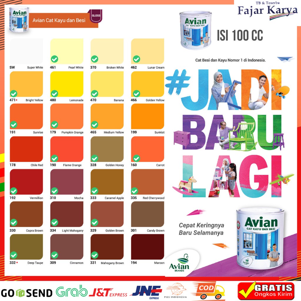 Jual CAT AVIAN 100 CC KAYU DAN BESI TERMURAH TERLENGKAP TERSEDIA BANYAK ...