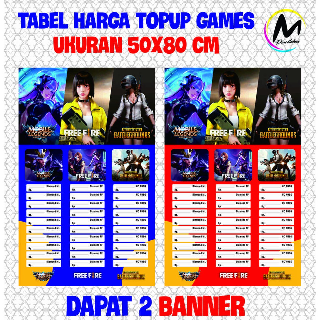 Jual Tabel Harga Games - Ukuran 50x80 Cm | Shopee Indonesia