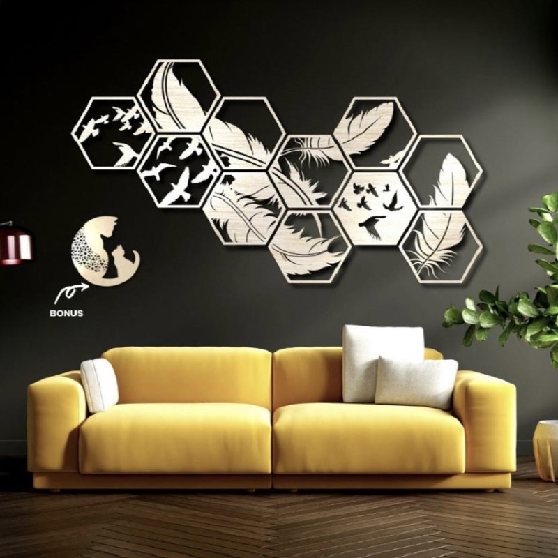 Jual Hiasan Dinding Kayu Home Decor Dekorasi Ruang Tamu aesthetic Laser ...