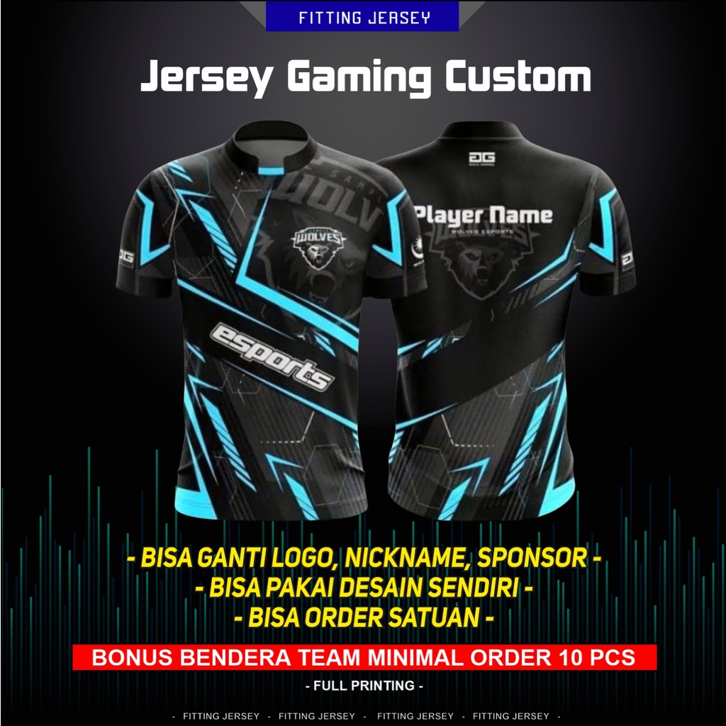 Jual JERSEY GAMING ESPORT BISA CUSTOM LOGO NICKNAME WARNA FULL PRINTING ...