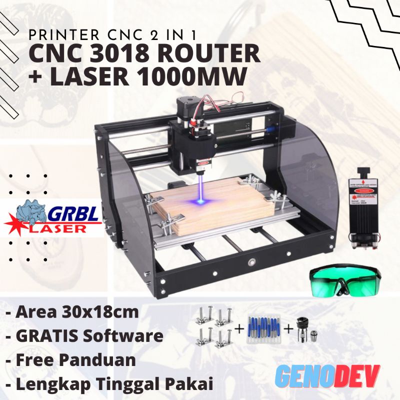 Jual TwoWin CNC Router 3018 Pro Printer 3D Ukir Kayu Laser Engrave 1000mW Indonesia|Shopee Indonesia