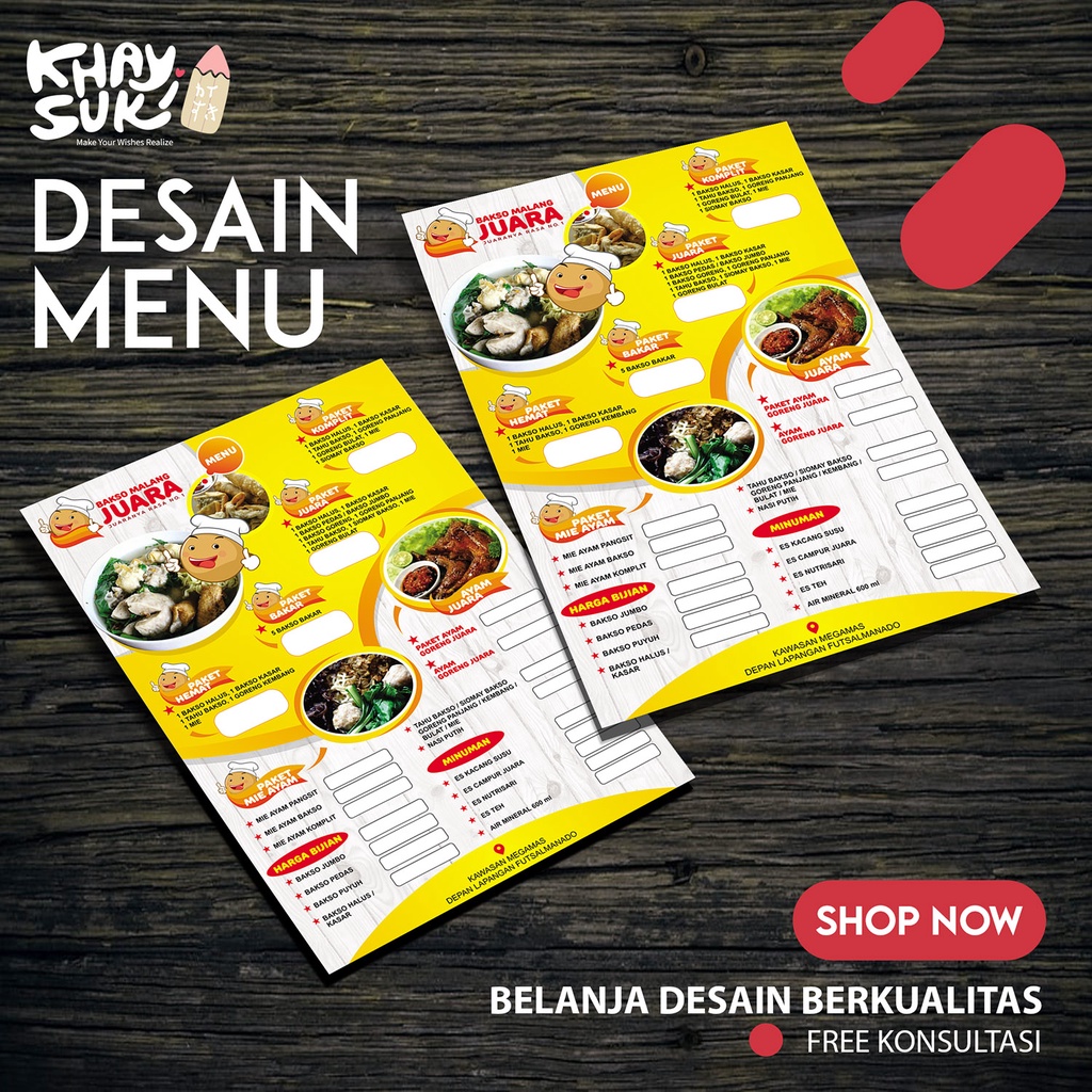 Jual (DESAIN DAFTAR MENU) JASA DESAIN MENU, DAFTAR HARGA PRODUK OLSHOP ...