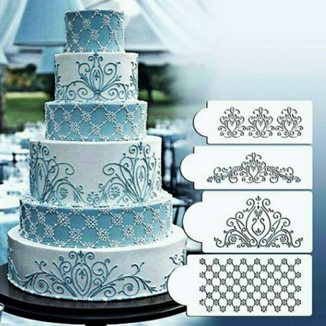 Jual 4 pcs cake stencils cake stensil cake stencil pattern motif kue ...