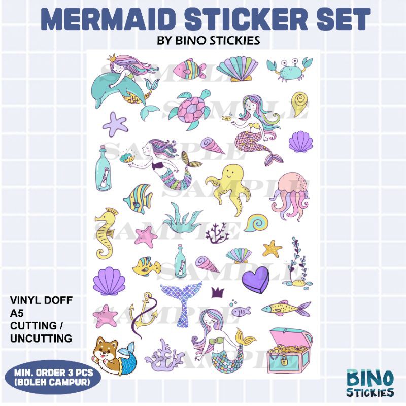 Jual 37 PCS Mermaid Sticker Set / Sticker Tumblr / Sticker Case ...