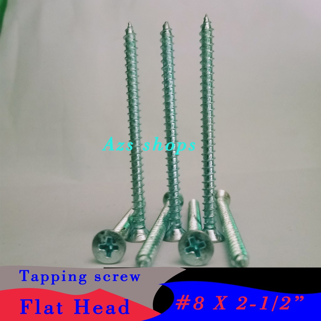 Jual Sekrup Tapping screw flat head 8X2-1/2" Panjang 6,5 cm, harga per ...