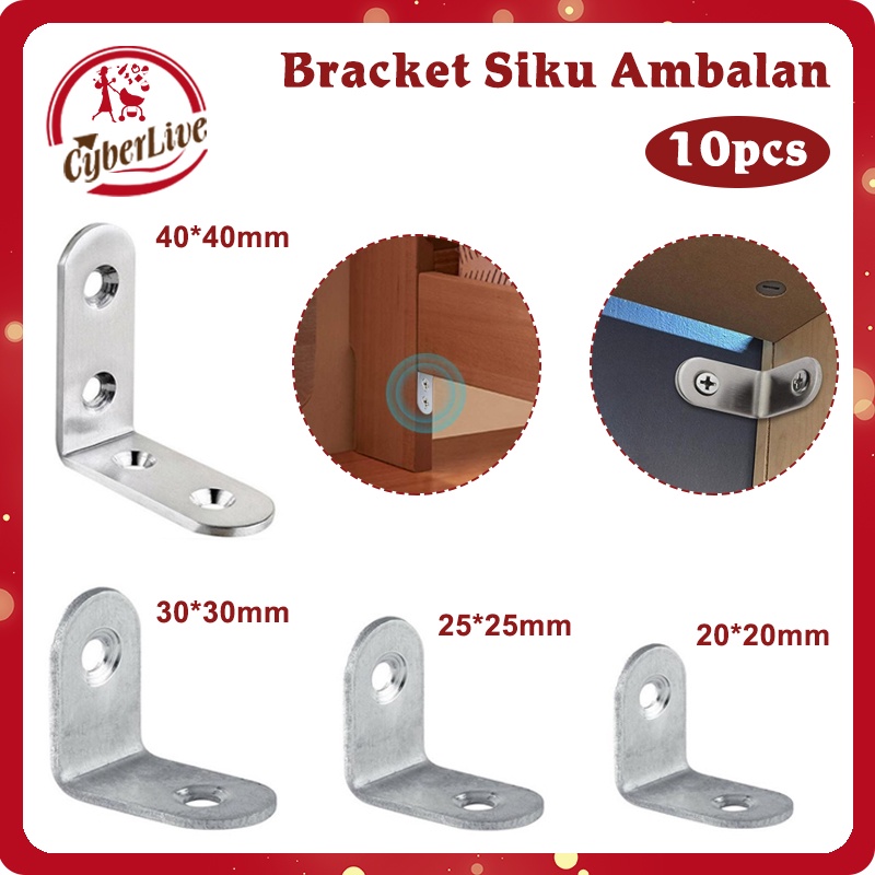 Jual 10pcs Plat Siku L Siku Penyangga Rak Dinding Plat Besi Siku Lubang ...