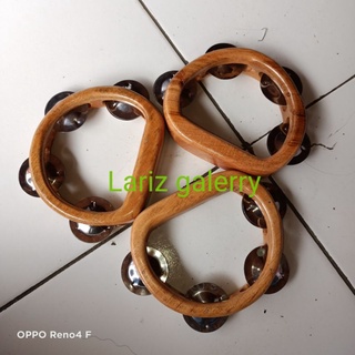 Jual Alat Musik Perkusi Tamborin kayu, kecer,kencreng Indonesia|Shopee ...