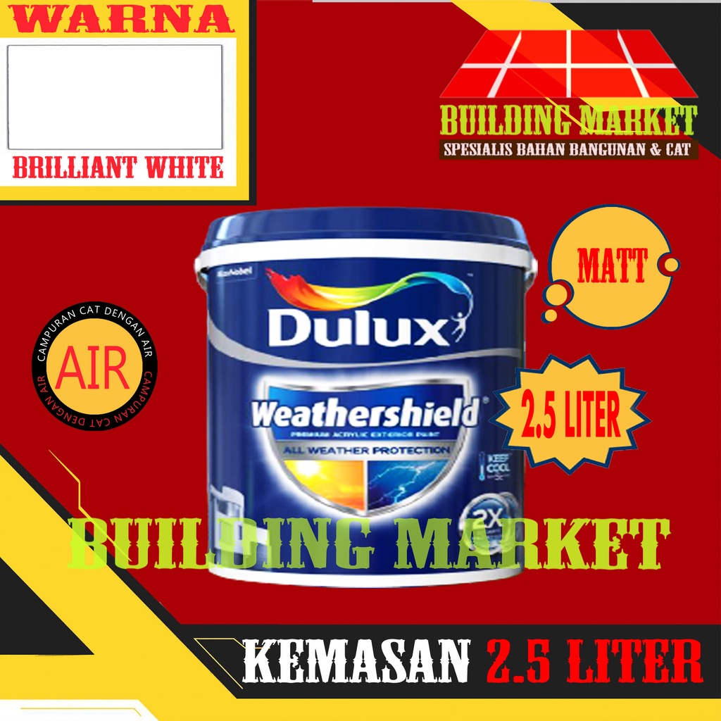 Jual Cat Tembok Dulux Weathershield Exterior Brilliant White 2 5 Liter