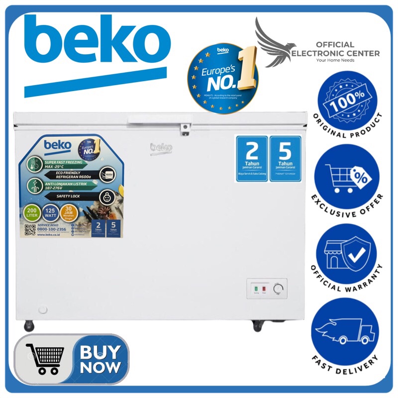 Jual BEKO CHEST FREEZER BOX CF-200WD 200L CF200 WD SUPER FAST FREEZING ...