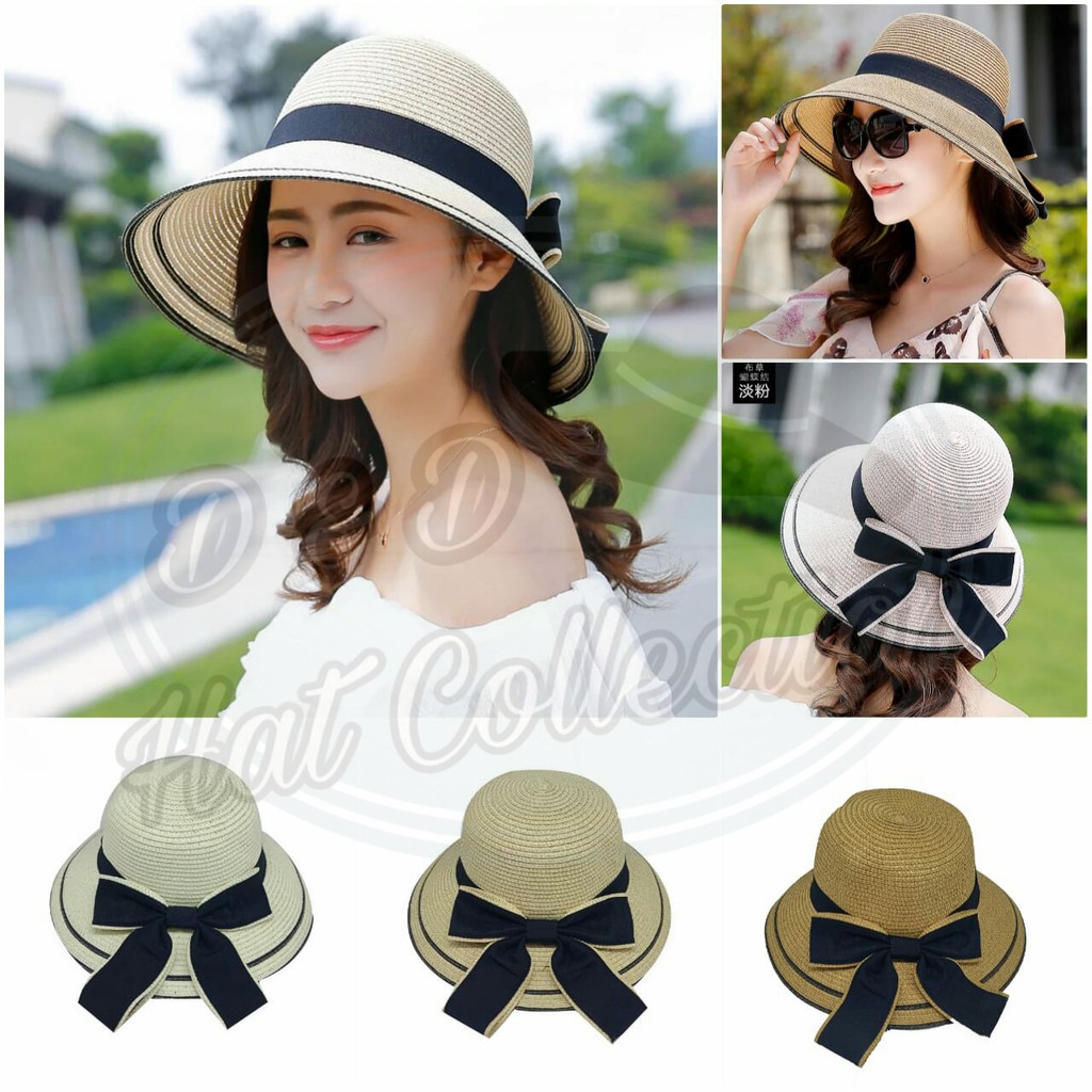 Jual Topi Pantai Bucket Pita Simpul Topi Fashion Wanita | Shopee Indonesia