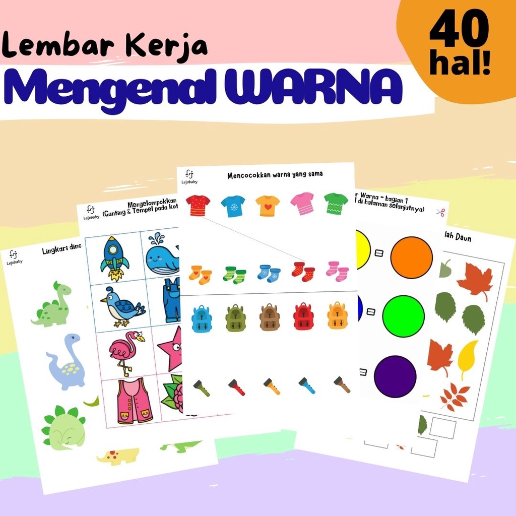 Jual WORKSHEET ANAK 2 3 4 5 6 tahun Printable BELAJAR WARNA Lembar ...