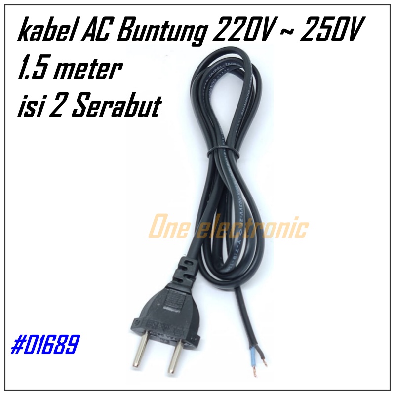 Jual kabel AC Buntung 1.5 Meter Serabut isi 2 Colokan listrik Power ...
