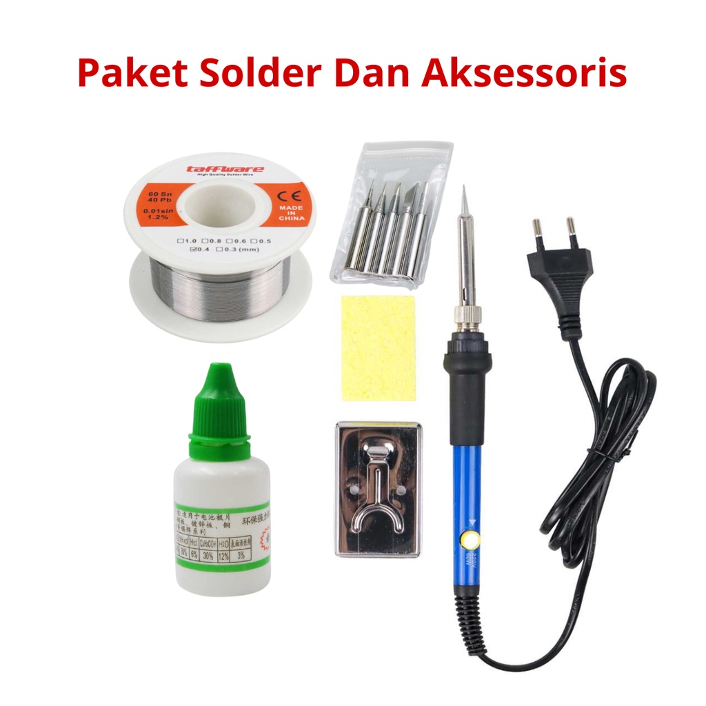 Jual Paket Solder 60 Watt Dan Aksessoris Timah Flux Stainless | Shopee ...