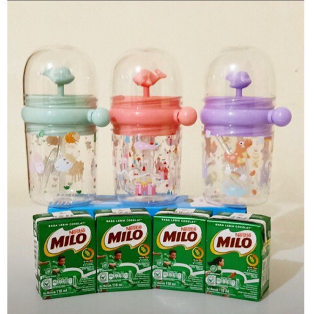 Jual Paket Botol minum air mancur lumba - lumba + 4 milo 110ml | Shopee ...