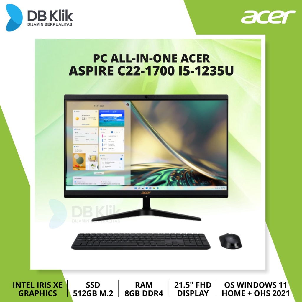 Jual PC AIO ACER Aspire C22-1700 i5-1235U 8GB SSD 512GB NoDVD W11+OHS ...