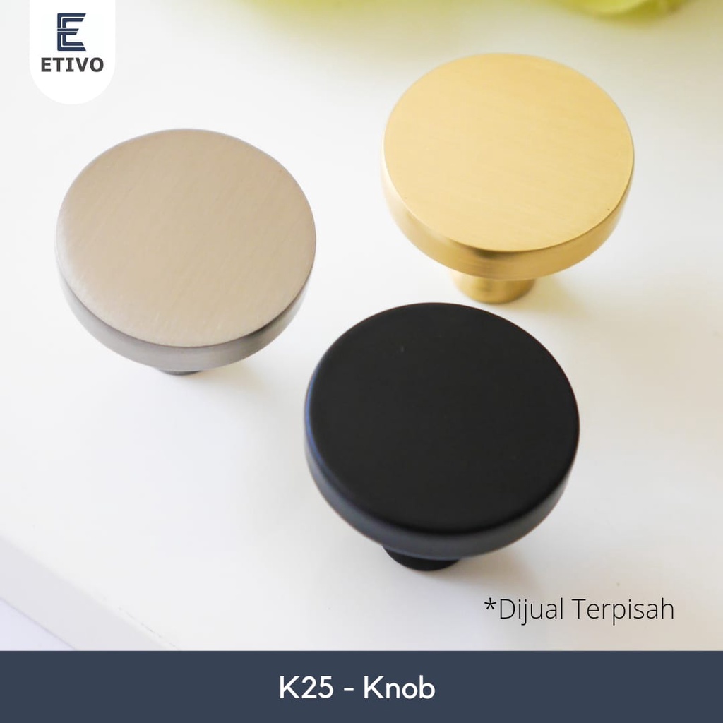 Jual K25 Cabinet Door Knob Handle Round Tarikan Pintu Laci Bulat Black ...