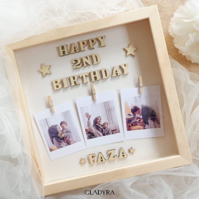 Jual Custom Frame Kayu Kado Ulang Tahun Anak Kado Ultah Anak 3D 20x20 ...