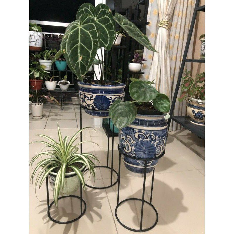 Jual tempat pot besi rak pot bunga rak bunga bentuk silinder stand pot ...