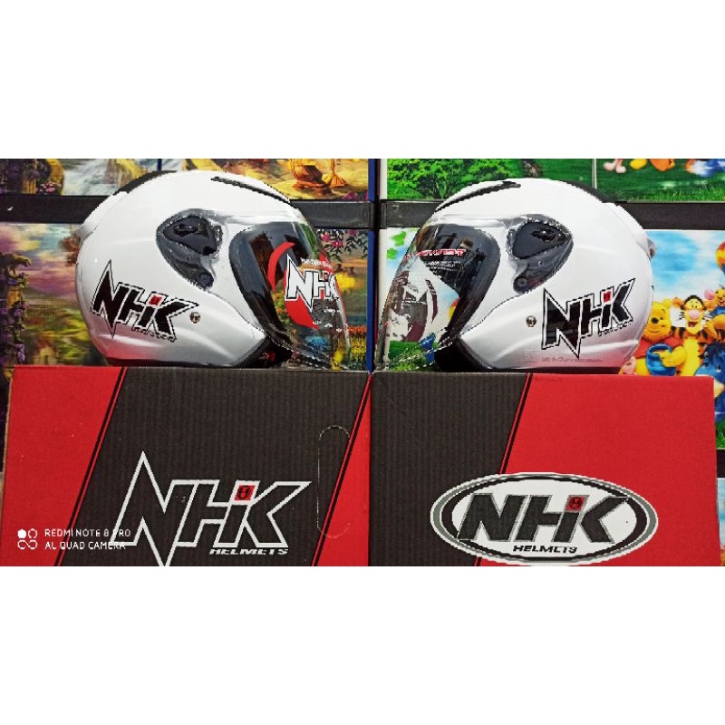 Jual HELM NHK R6 Solid White (putih glossy)half face | Shopee Indonesia