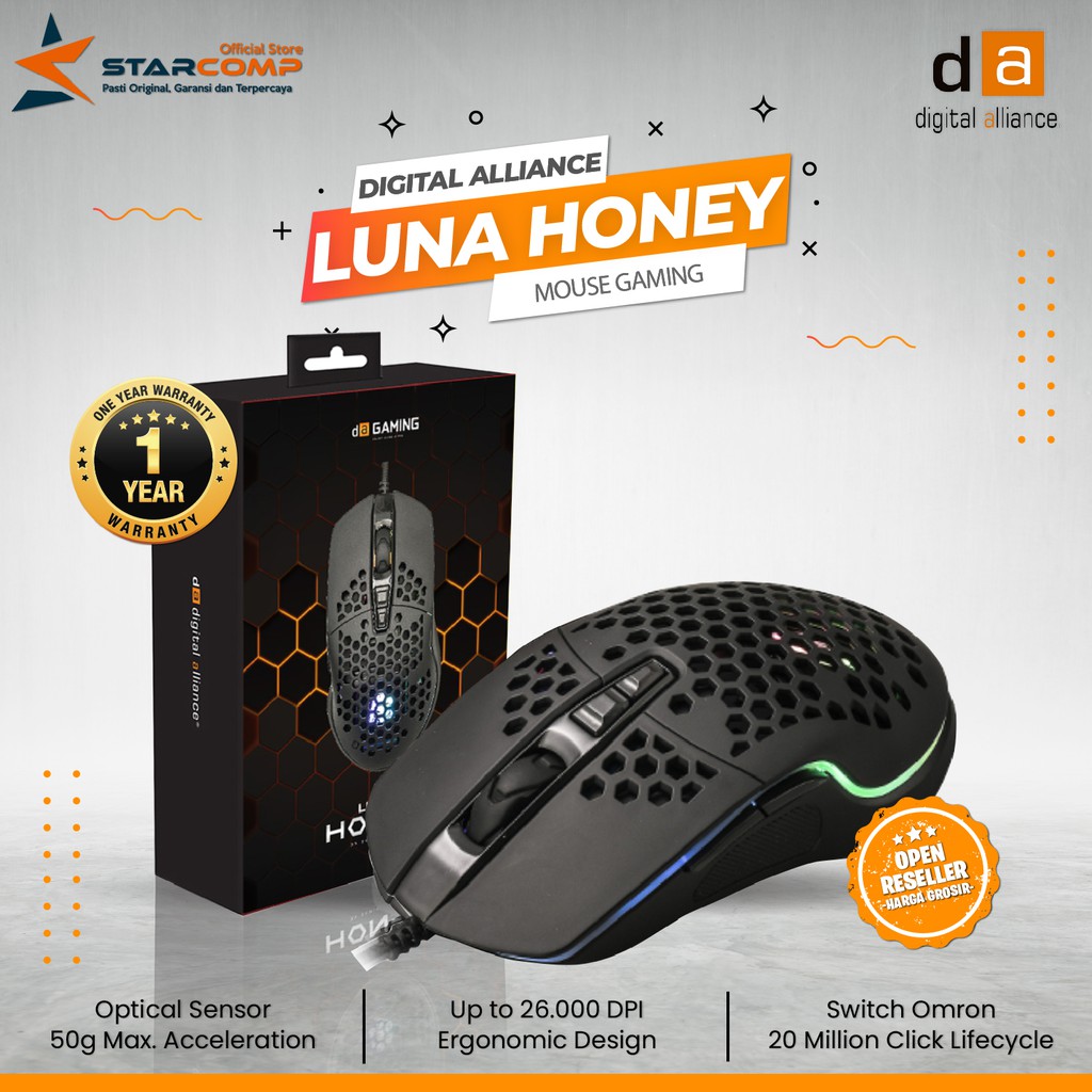 Jual Digital Alliance Luna Honey Mouse Gaming DA Indonesia|Shopee Indonesia