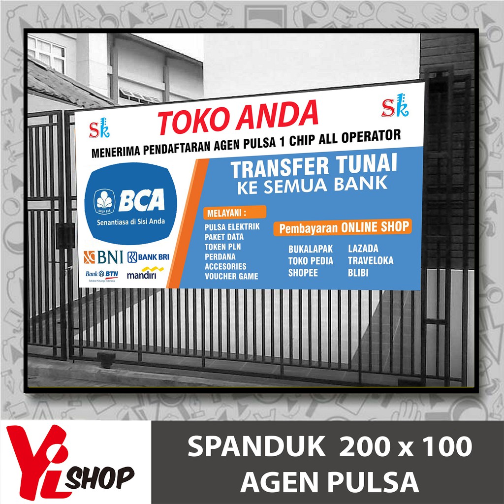 Spanduk / Banner Agen Pulsa atau Fastpay ukuran 2 x 1 m | Shopee Indonesia