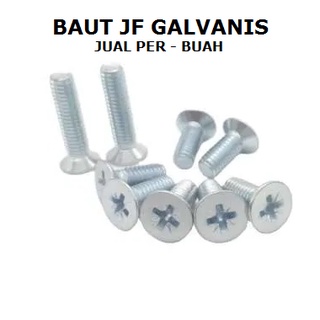 Jual Baut JF M 5 x 15 mm Galvanis Baut Elektronik Furniture Kepala Datar Baut Kepala Obeng Datar ...