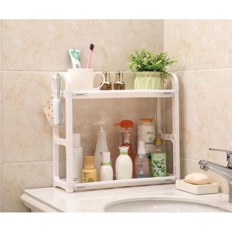 Rak Plastik Putih Serbaguna Multifungsi 2Tingkat + 4cantolan Dapur ...
