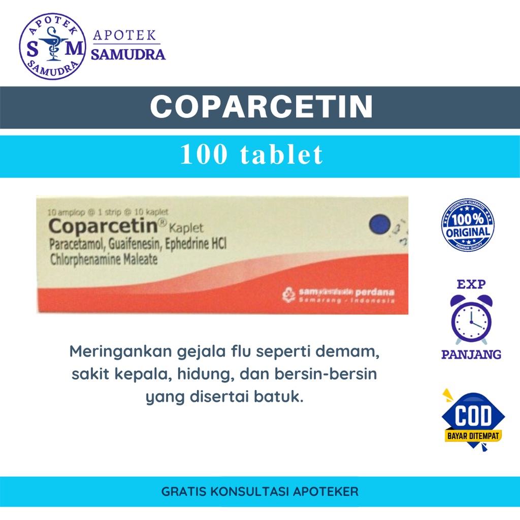Jual COPARCETIN Kaplet - Box isi 100 Kaplet (Obat Flu, Demam, Sakit ...