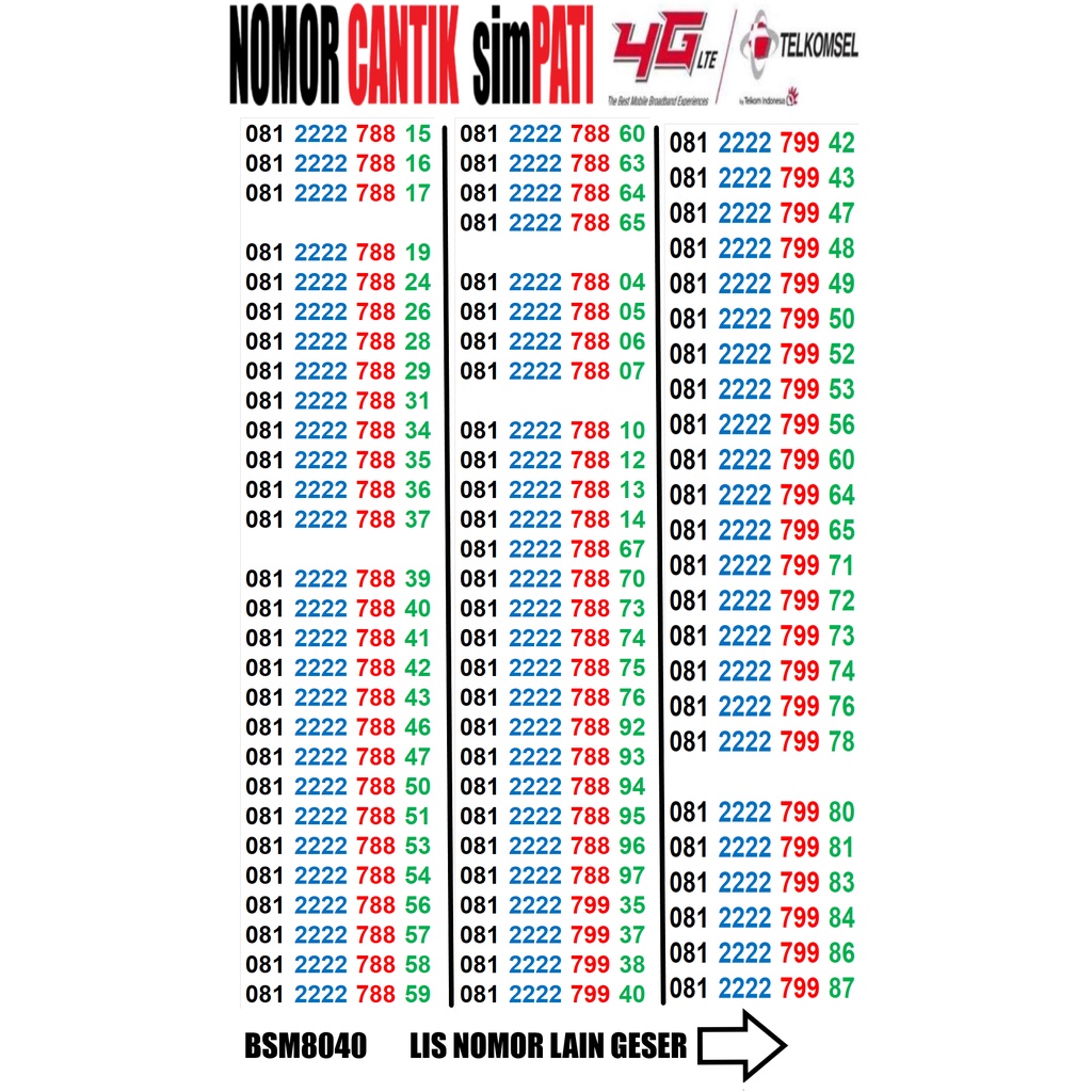 Jual NOMOR CANTIK TELKOMSEL simPATI Cantik Murah Bisa Cod Banyak Pilihan Angka cantik dan hoki 8 ...