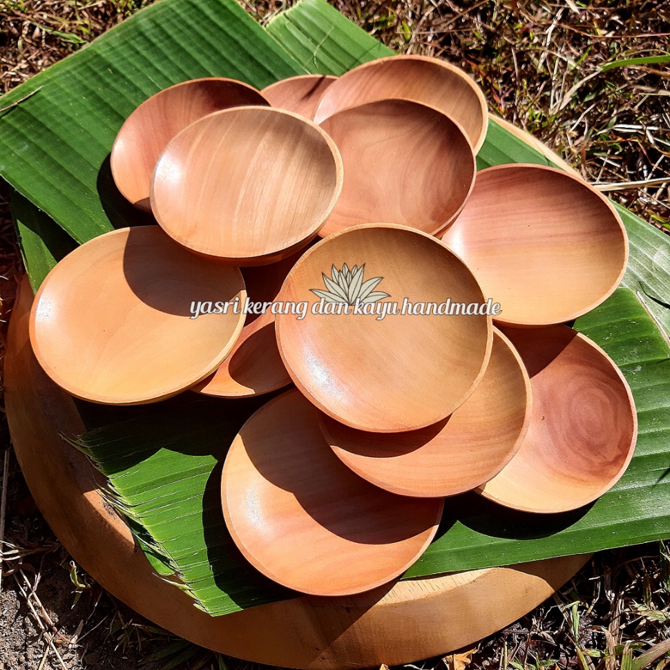 Jual Tempat sambal kayu diameter 8 cm - Piring sambal kayu - Piring ...