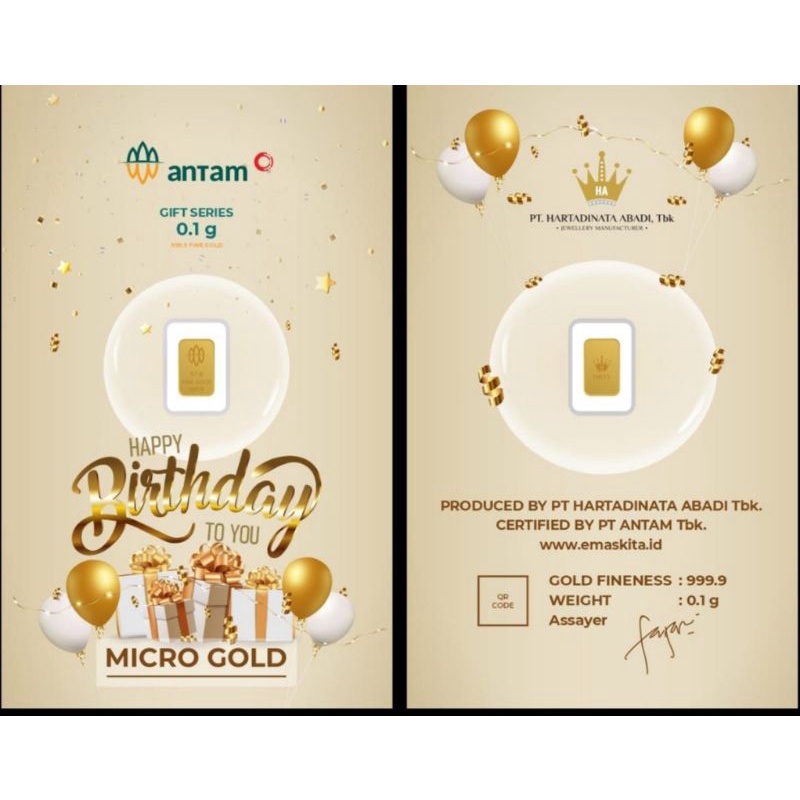 Jual Gift Series HAPPY BIRTHDAY GIFT Antam X Hartadinata 0.1 Gram ...