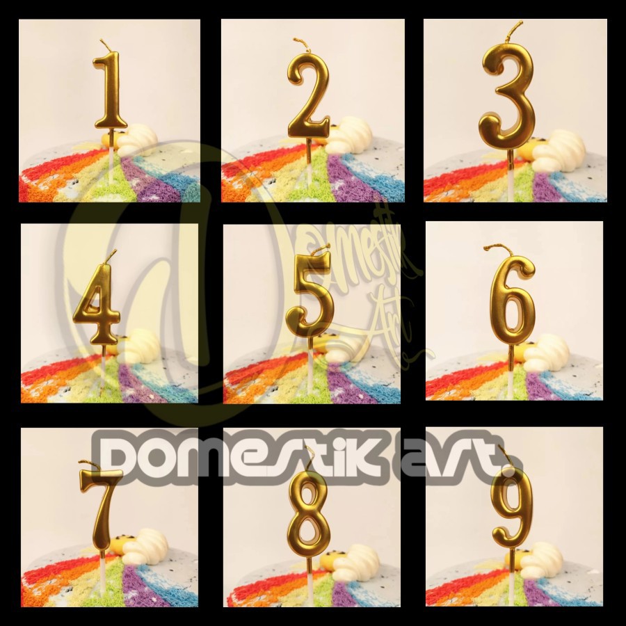 Jual lilin angka 0-9 gold dan silver / Lilin Ultah emas perak / Lilin ...