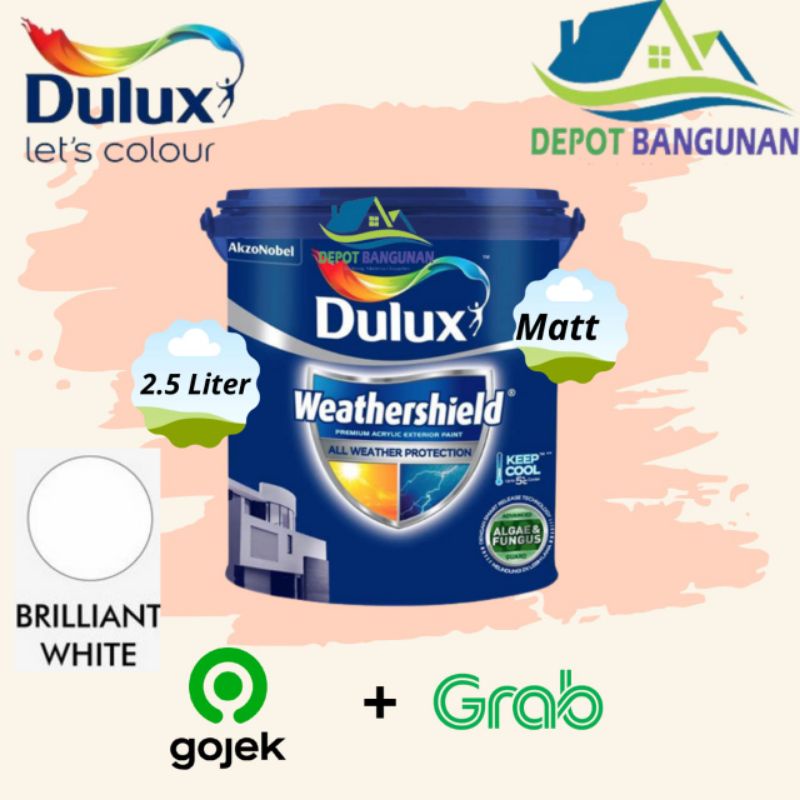 Jual Cat Tembok Dulux Weathershield Exterior Brilliant White 2.5 Liter ...